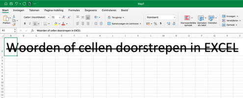Woorden of zinnen doorstrepen in Excel